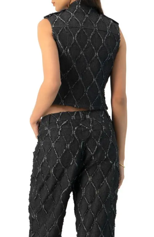 IVONNE Distressed Denim Button Vest