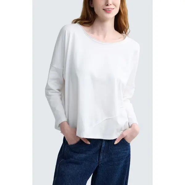 LUUKAA Cerys Asymmetric Jersey Blouse - Ecru