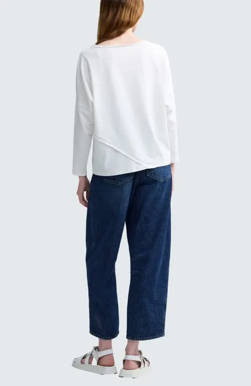 LUUKAA Cerys Asymmetric Jersey Blouse - Ecru