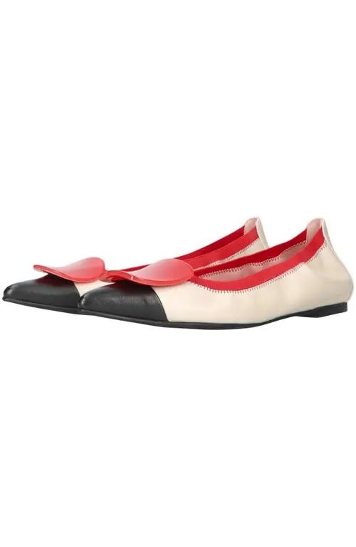 Pretty Ballerinas Pointed Toe Ballet Flats With Brooch - Ivory