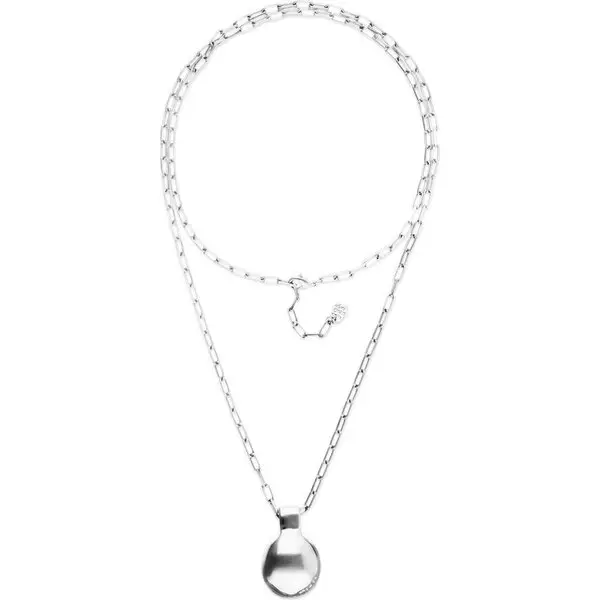 UNODE50 Long Sterling -plated Necklace With Large Dial - Silver