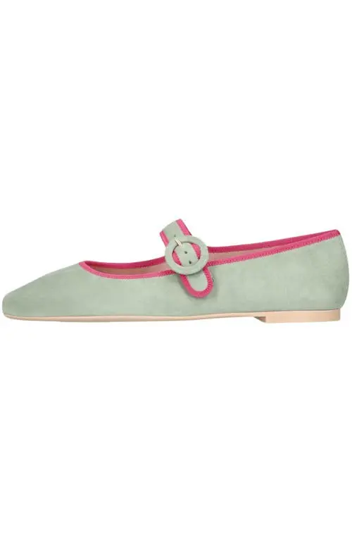 Pretty Ballerinas Square Toe Suede Mary Jane - Green