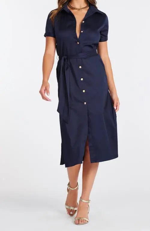 BISHOP + YOUNG Lauren Button Front Shirt Dress - Indigo