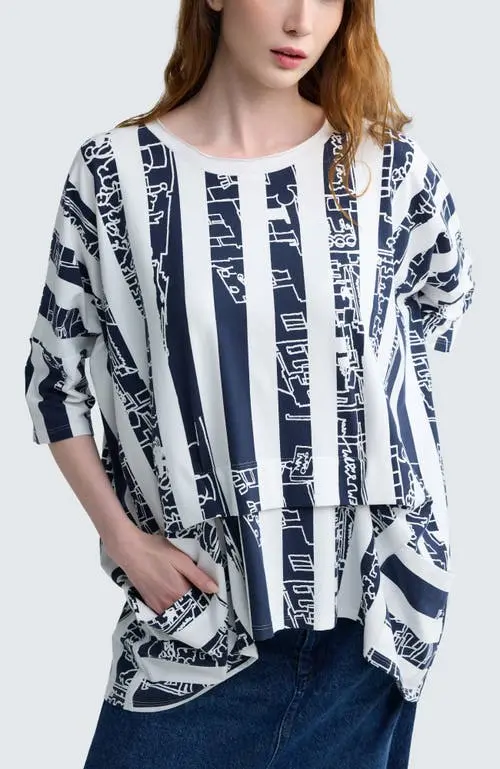 LUUKAA Emryn Striped Jersey Tunic - Navy
