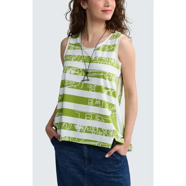 LUUKAA Ondine Striped High-low Top - Lime