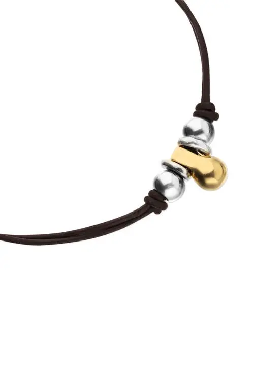 UNODE50 Leather Necklace With Three Dials