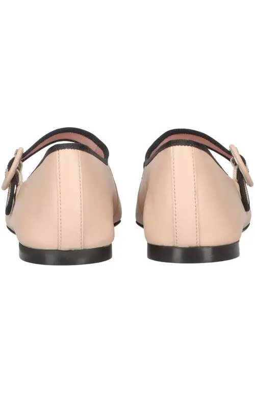 Pretty Ballerinas Square Toe Leather Mary Jane Flats