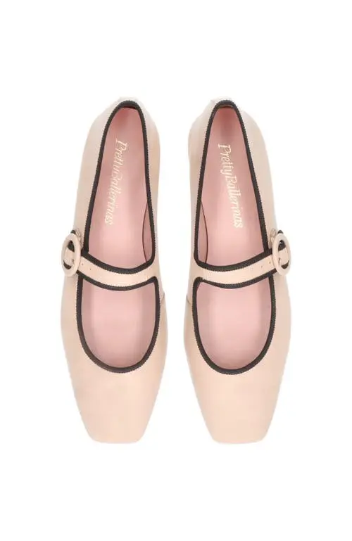 Pretty Ballerinas Square Toe Leather Mary Jane Flats