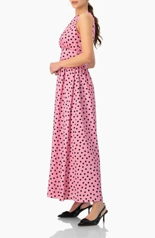 IVONNE Open-leg Polka Dot Halter Neck Dress - Pink