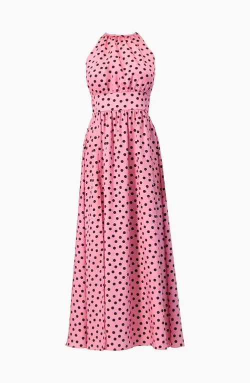 IVONNE Open-leg Polka Dot Halter Neck Dress - Pink
