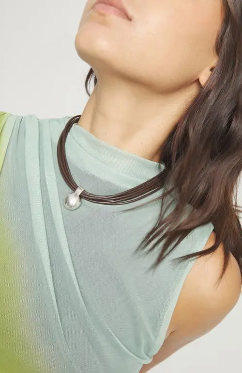 UNODE50 Leather Necklace With Sterling-plated Dial