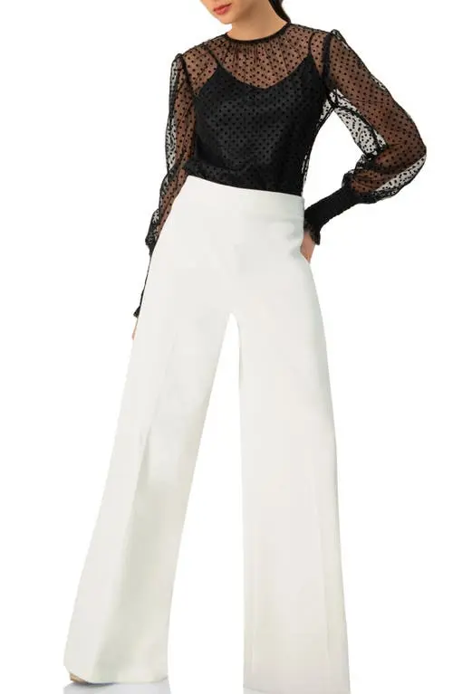 IVONNE Polka Dot Smock Sleeve Blouse - Black