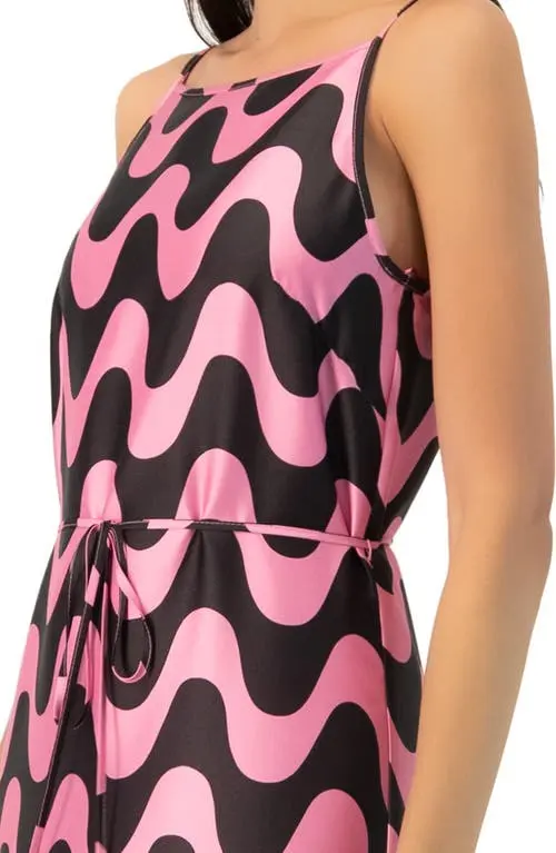 IVONNE Sleeveless Wave Print Maxi Dress