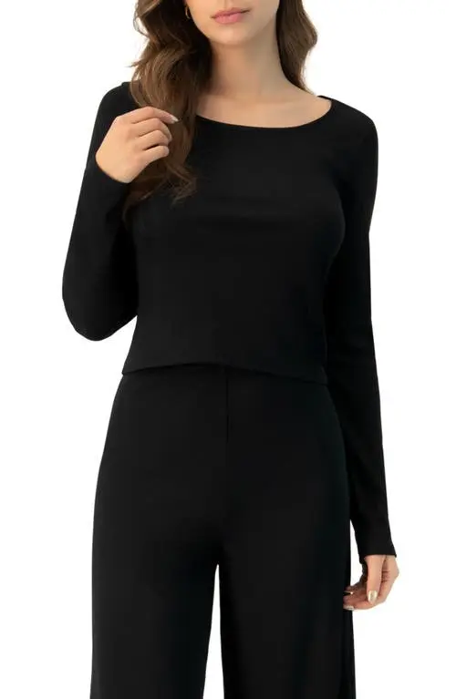 IVONNE Ribbed Long Sleeve Crop Top