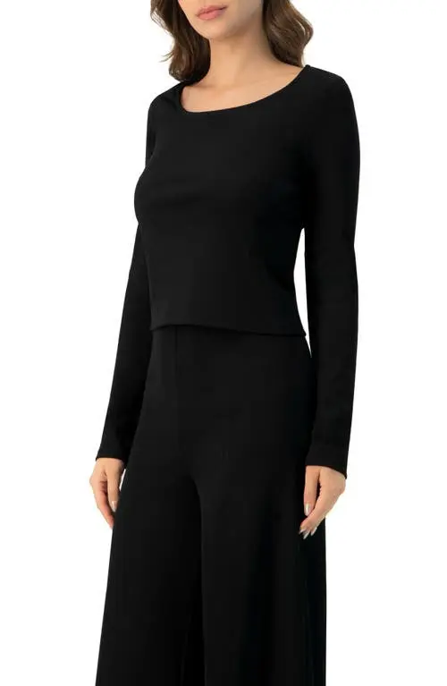 IVONNE Ribbed Long Sleeve Crop Top