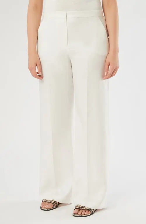 Marina Rinaldi Canapa Linen Wide Leg Pants - White
