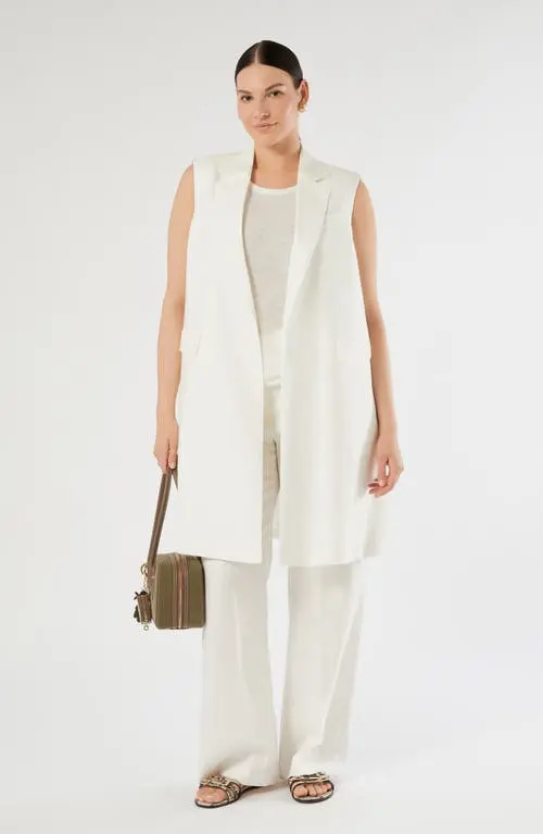 Marina Rinaldi Canapa Linen Wide Leg Pants - White