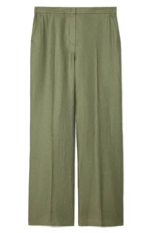 Marina Rinaldi Canapa Linen Wide-leg Pants - Olive Green