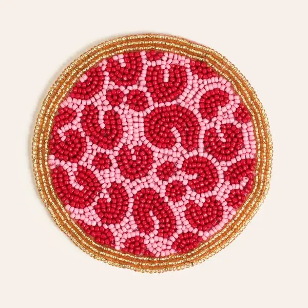 ZSA ZSA ZSU Dadri Beaded Coaster 4 - Red