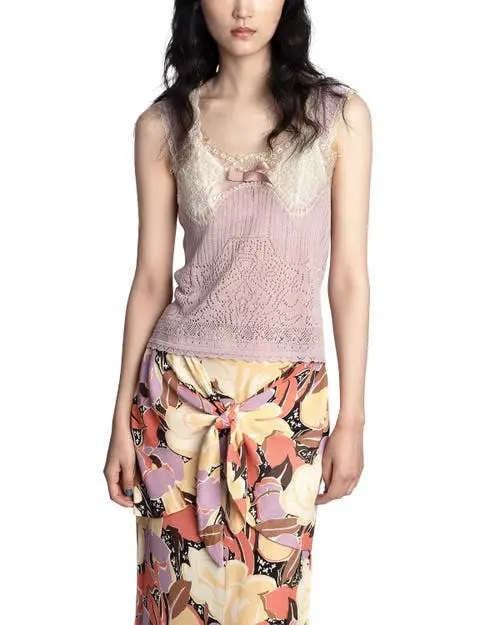 Anna Sui Lingerie Lace Knit Camisole - Blush