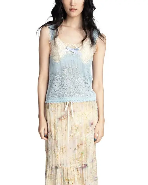 Anna Sui Lingerie Lace Knit Camisole - Sky Blue