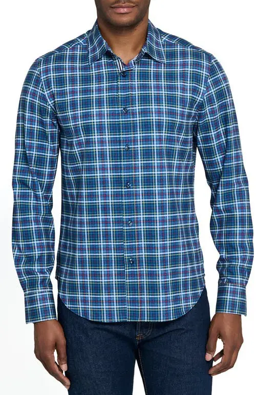BROOKLYN BRIGADE Checked Print Woven Long Sleeve Basic - Navy
