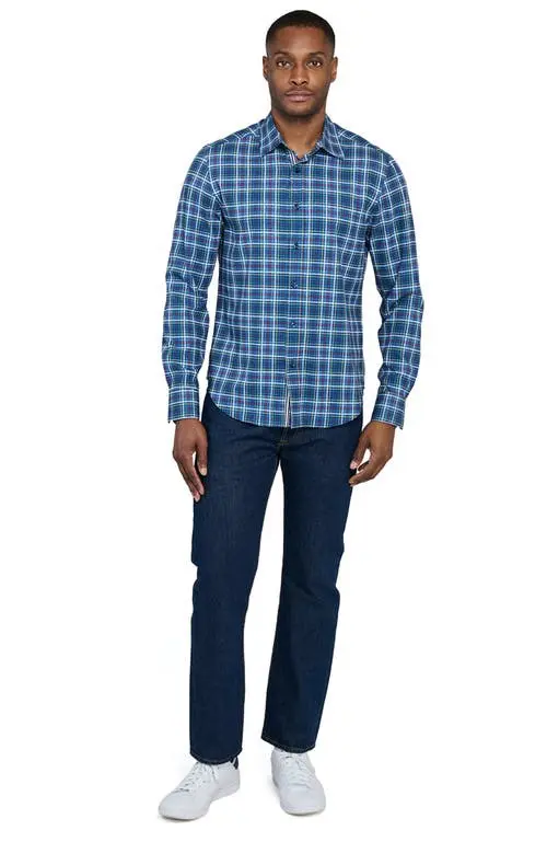 BROOKLYN BRIGADE Checked Print Woven Long Sleeve Basic - Navy