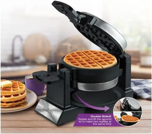 SALTON Rotating Double Belgian Waffle Maker