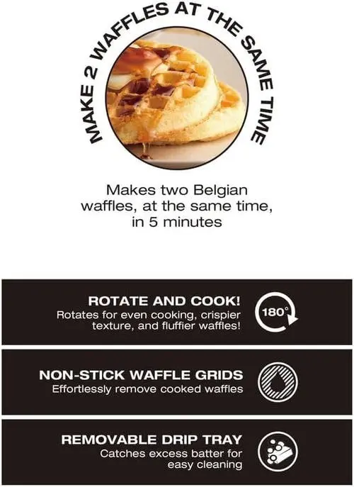 SALTON Rotating Double Belgian Waffle Maker