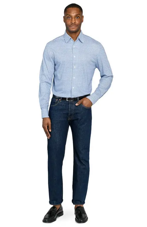 BROOKLYN BRIGADE Plaid Print Knit Long Sleeve Basic - White/blue