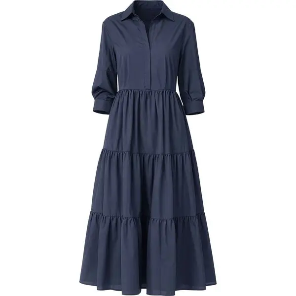 CALLAS MILANO Marseille Tiered Shirt Dress - Pale Blue