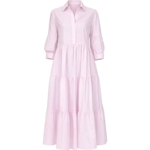 CALLAS MILANO Marseille Tiered Shirt Dress - Pink