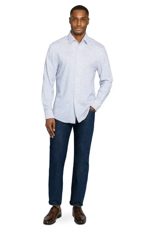 BROOKLYN BRIGADE Diamond Print Knit Long Sleeve Basic - White/blue