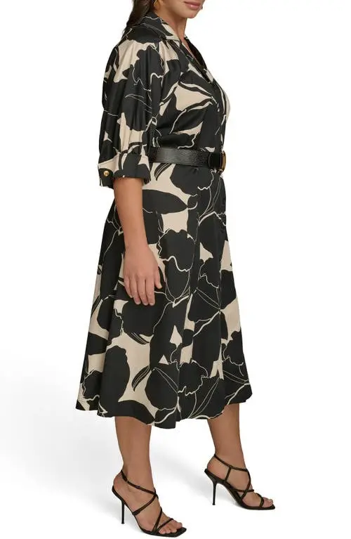 Donna Karan New York Printed Belted Midi Shirtdress