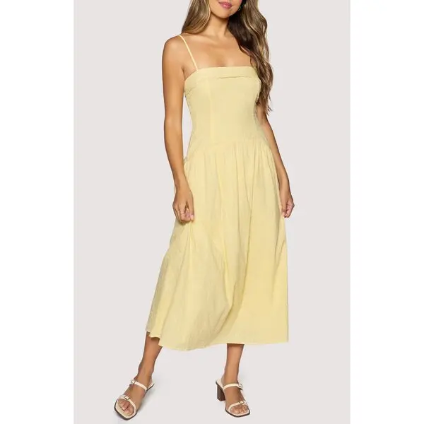 LOST + WANDER Cotton Midi Dress - Yellow
