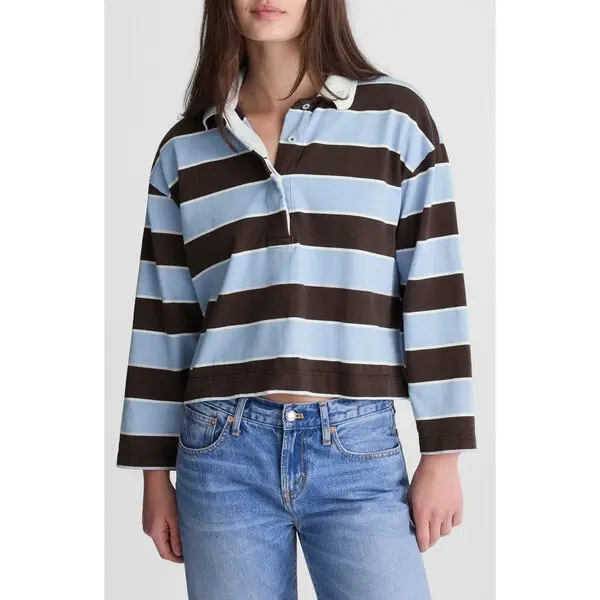 Madewell Striped Rugby Polo Shirt - Tranquil Blue