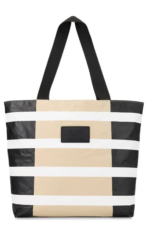ALOHA COLLECTION Day Tripper Sporty Stripe Tote - Black/latte
