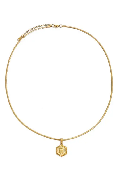 PETIT MOMENTS Initial Pendant Necklace - Gold-b