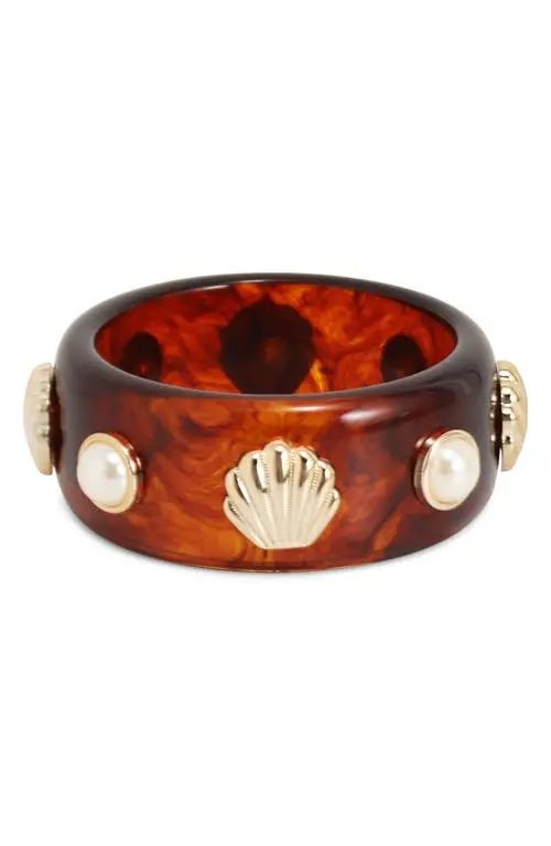 PETIT MOMENTS Detailed Resin Bangle Bracelet - Brown