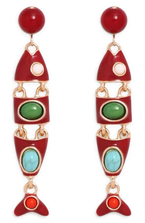 PETIT MOMENTS Gwenna Fish Drop Earrings - Red