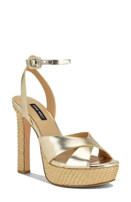 Nine West Platform Sandal With Ankle Strap - Gold