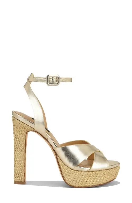Nine West Platform Sandal With Ankle Strap - Gold