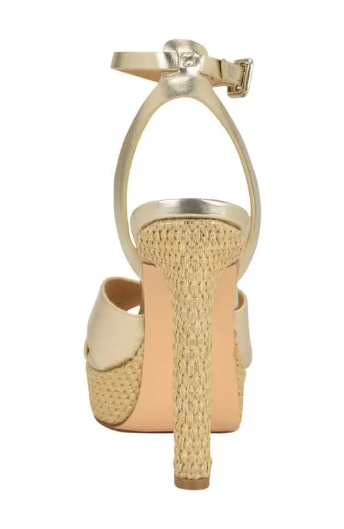 Nine West Platform Sandal With Ankle Strap - Gold