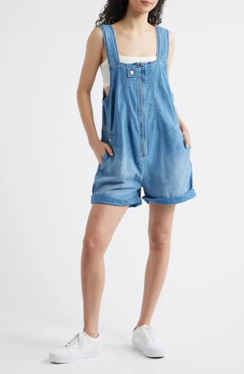 Free People Jude Cotton Shortalls - Light Indigo