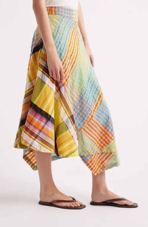 Free People Rivoli Patchwork Plaid Cotton Midi Skirt