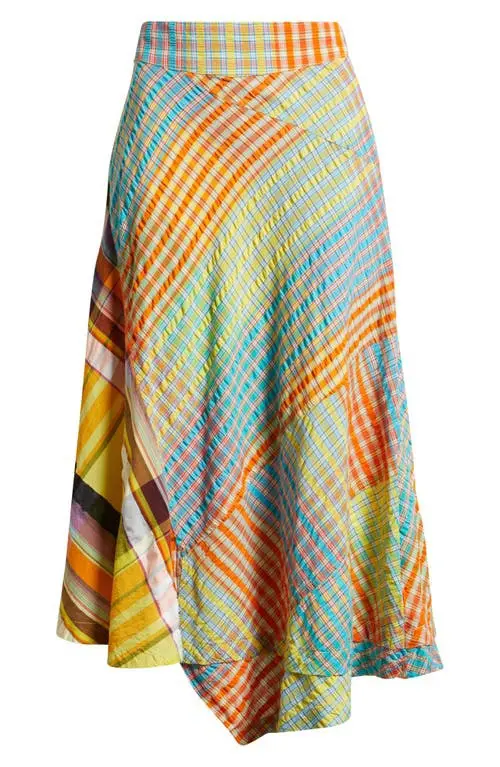 Free People Rivoli Patchwork Plaid Cotton Midi Skirt