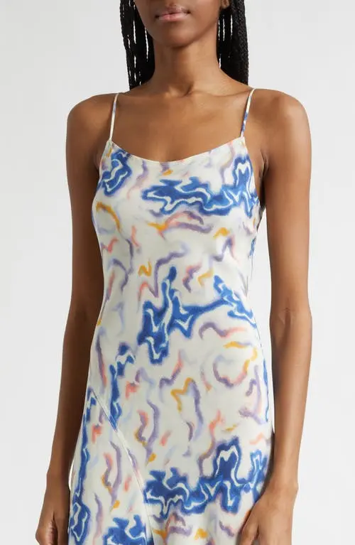 Ulla Johnson Thais Ikat Wave Print Silk Crêpe De Chine Slipdress