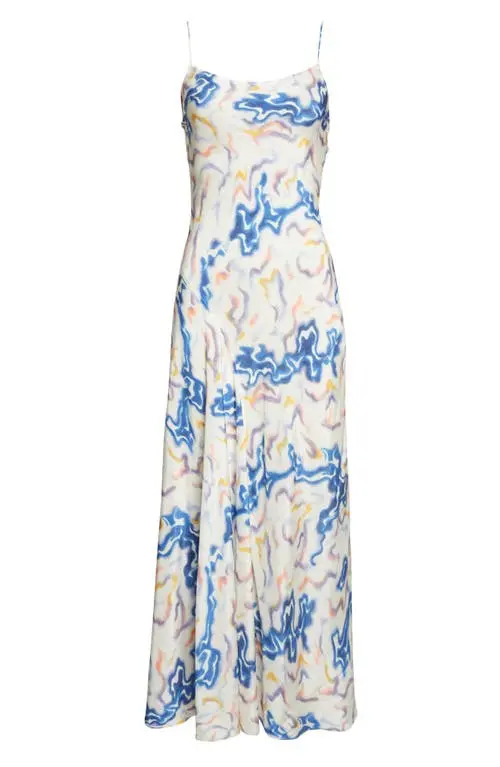 Ulla Johnson Thais Ikat Wave Print Silk Crêpe De Chine Slipdress