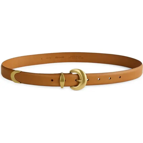 Madewell Wide Domed Buckle Leather Belt - Hot Coffee