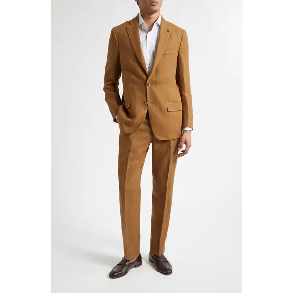 Isaia Unito Linen Twill Suit - Medium Brown
